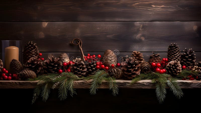 A Rustic-themed Holiday Garland Border Featuring Natural Elements Like ...