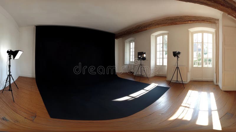 Rustic-Themed Studio Setup for Photography with Cameras and Lights ...