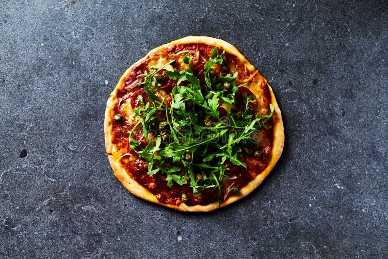 Rustic Thin Crust Pizza with Mozzarella, Cherry Tomatoes and Cappers ...