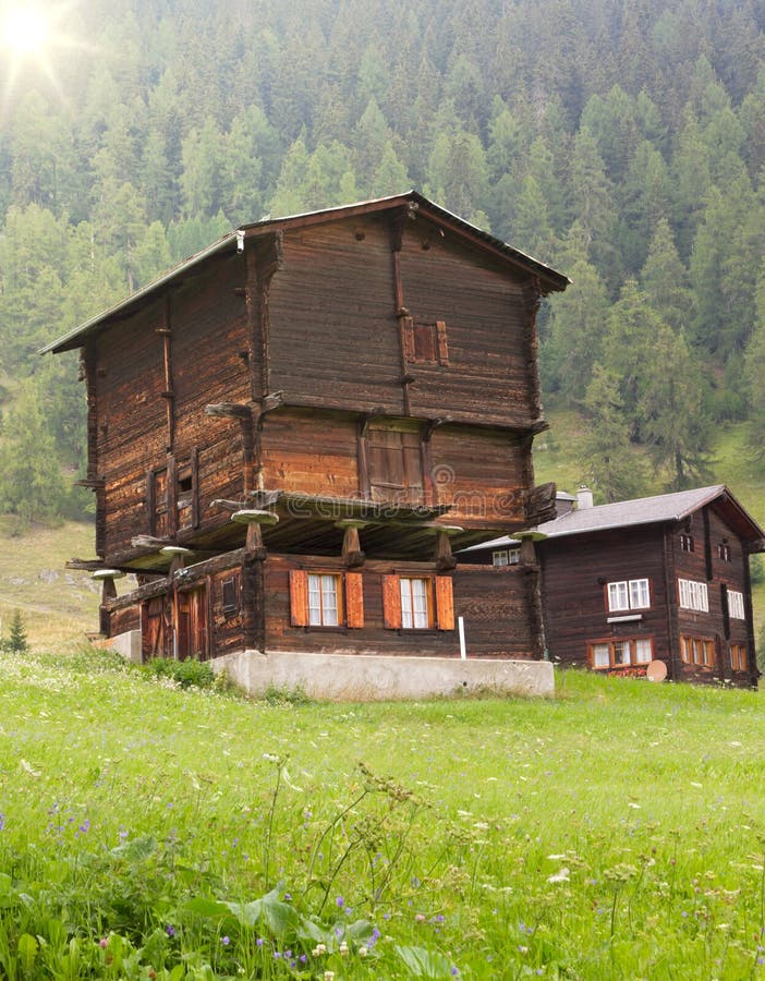 Rustic Timber House, Switzerland Stock Image - Image of rural, timber ...