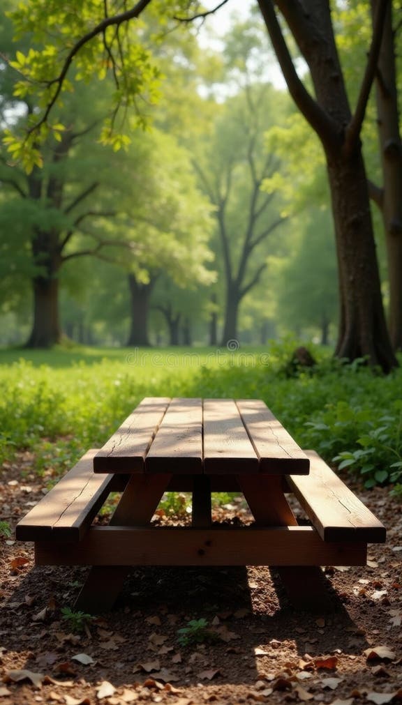 Rustic Timber Picnic Table, Native Bush Backdrop, Bush, Scenic View ...