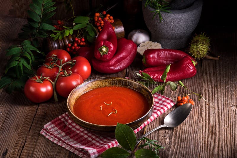 Rustic tomato soup stock photo. Image of gourmet, homemade - 62189952
