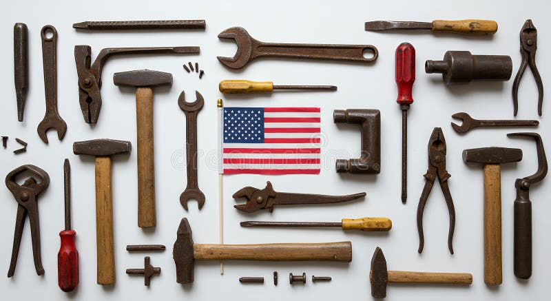 Rustic Tools & American Flag: a Patriotic DIY & Craftsmanship Image ...