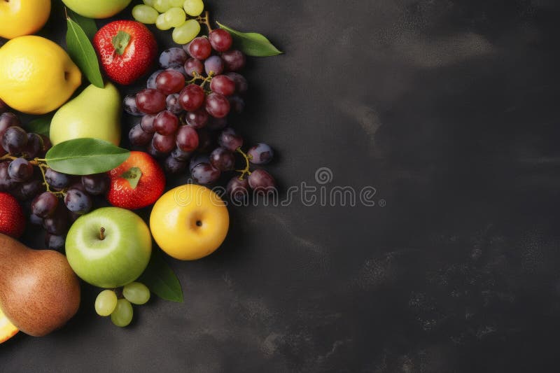 Rustic Top View of Fruits and Vegetables Stock Illustration ...