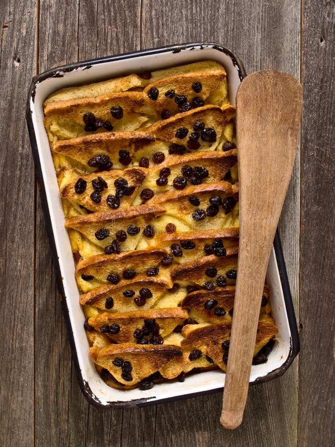 Rustic Traditional British Bread and Butter Pudding Stock Image - Image ...