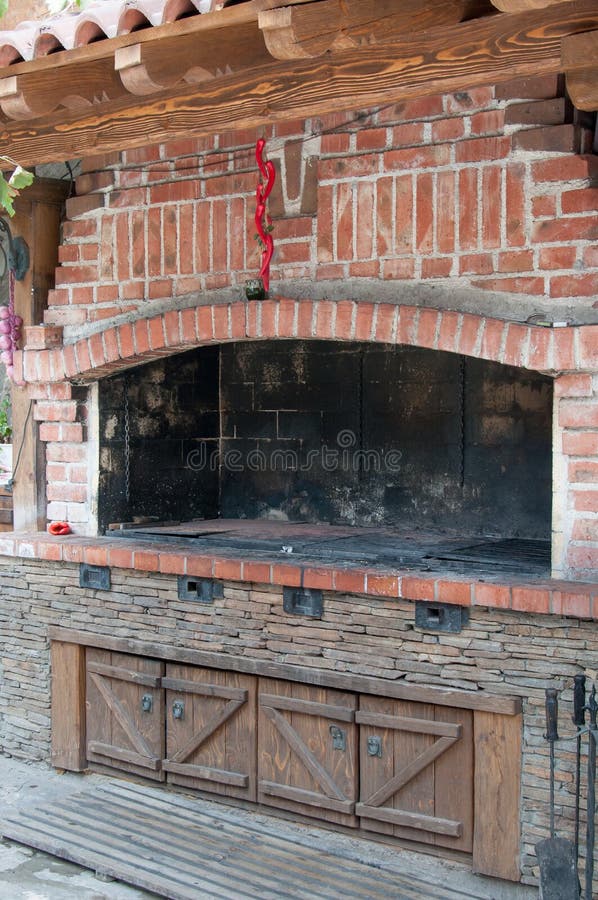 Rustic Traditional Oven and Grill Stock Image - Image of grill, brick ...