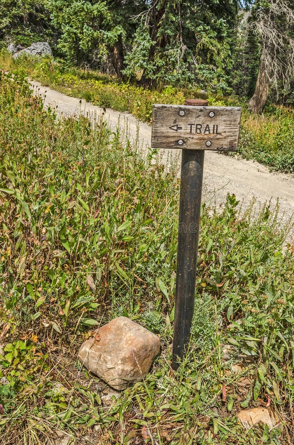 Hiking Trail Sign - Rustic Trail Stock Image - Image of activities ...