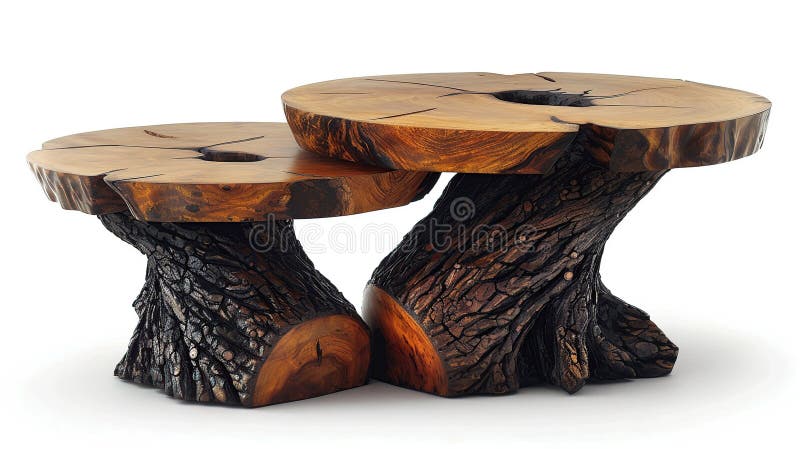 Rustic Tree Trunk Coffee Tables Stock Illustration - Illustration of ...