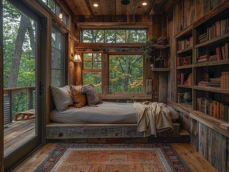 Rustic Treehouse for Adults with Cozy Interiors and Views of the Forest ...