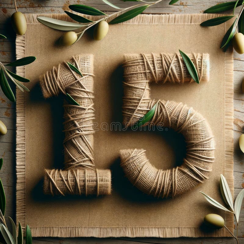 Rustic Twine-Wrapped 15 with Olive Accents Stock Illustration ...