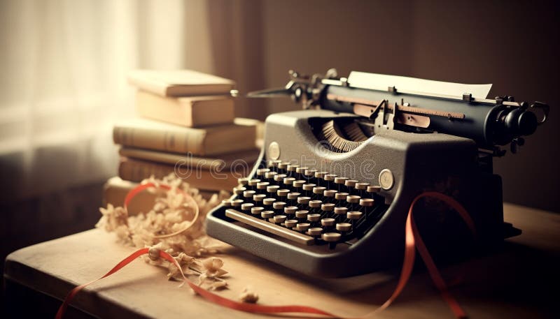 Rustic Typewriter on Wooden Table Evokes Nostalgia for Old Fashioned ...