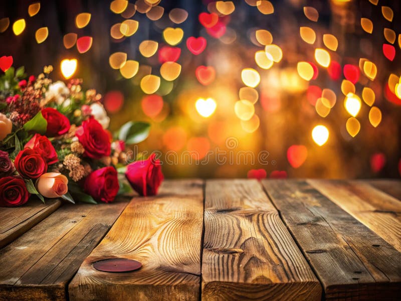 Rustic Valentines Day Table Setting a Romantic Empty Wooden Table ...