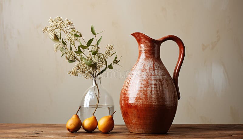 Rustic Vase Holds Old Fashioned Flower Pot, Adding Elegance To Decor ...