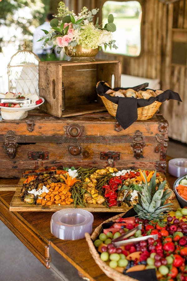 Rustic Vegetable, Cheese, Fruit Appetizer Display with Garnish Stock ...