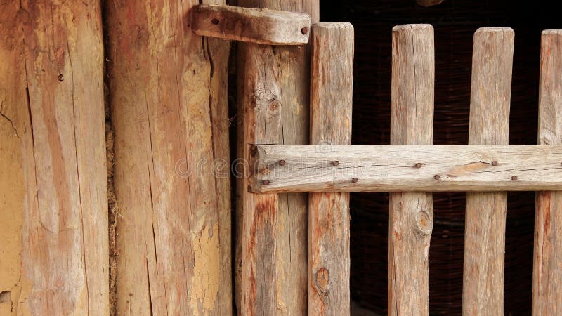 Rustic Vertical Timber Gate with Weathered Wooden Posts in Close-Up ...