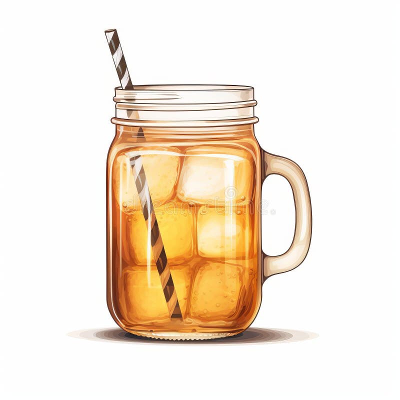Rustic Vintage Mason Jar Iced Tea Cup Isolation Stock Illustration ...