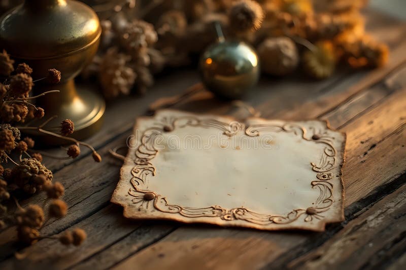 A Rustic Vintage New Year Gift Card on Worn Wood Stock Illustration ...