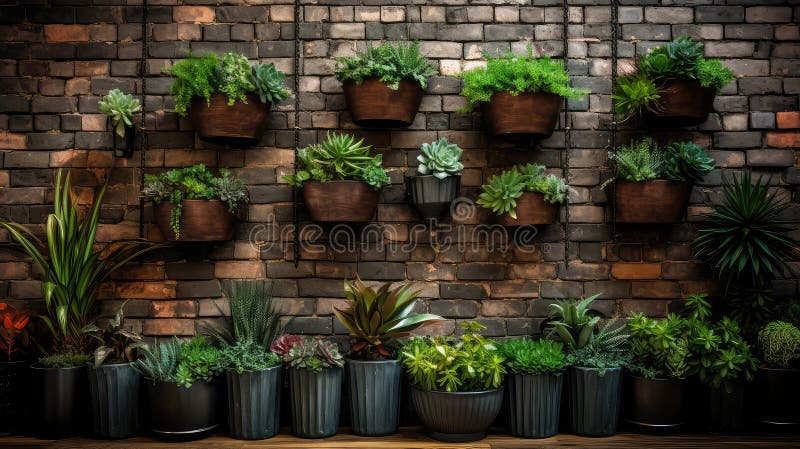 Rustic wall plants stock illustration. Illustration of floral - 327557123
