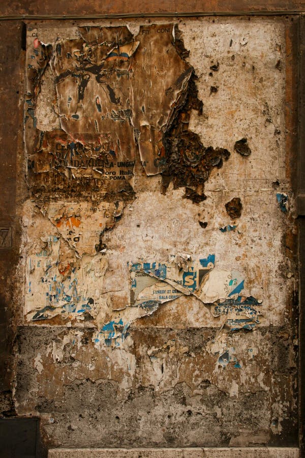 Rustic Wall with Torn Remains of Posters in Rome Italy Stock Photo ...