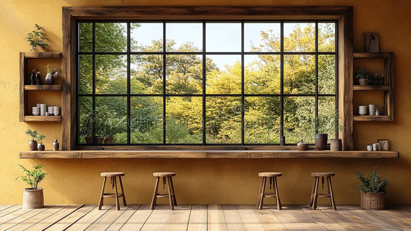 Rustic, Warm, and Inviting Interior Design Featuring a Large Window ...