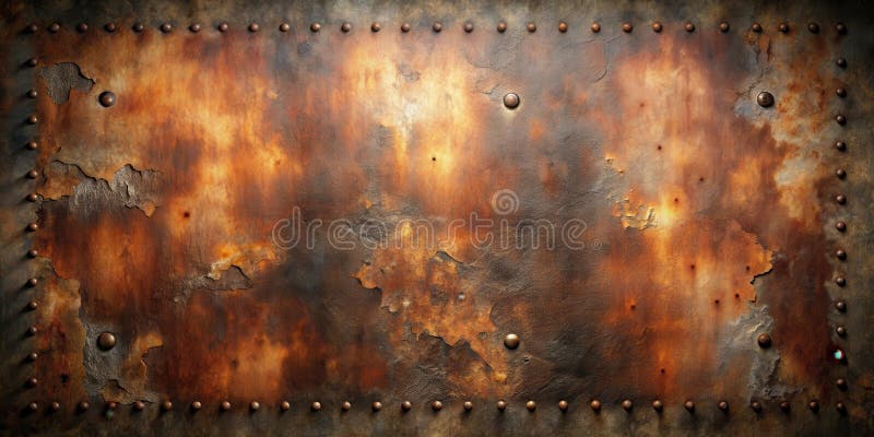 Rustic Weathered Metal Plate with Decorative Rivets a Textured ...