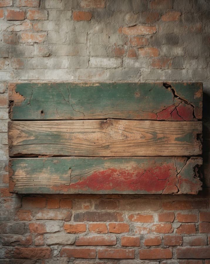 Rustic Weathered Sign on Aged Brick Wall Stock Photo - Image of weather ...