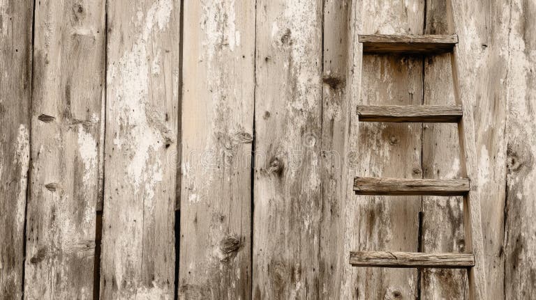 Rustic Weathered Wood Texture with Old Ladder Stock Illustration ...