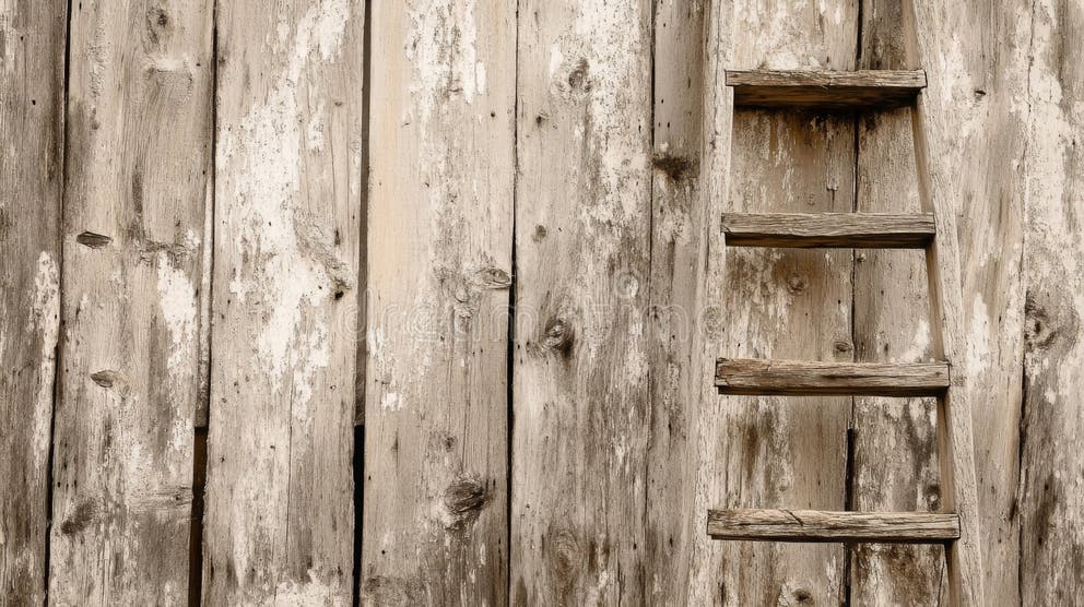 Rustic Weathered Wood Texture with Old Ladder Stock Illustration ...