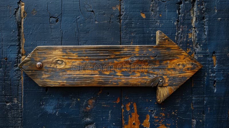 Rustic Weathered Wooden Arrow Sign Distressed Dark Background Stock ...