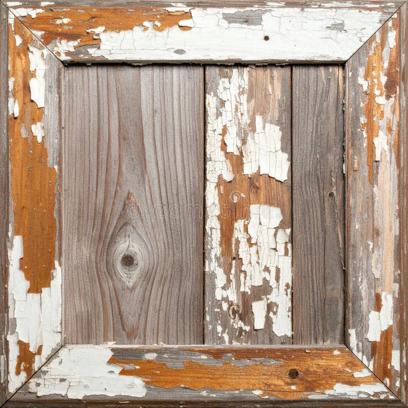 Rustic Weathered Wooden Frame with Chipped Paint Stock Illustration ...