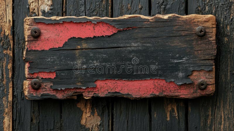 Rustic Weathered Wooden Sign on Aged Dark Wood Surface Stock Image ...