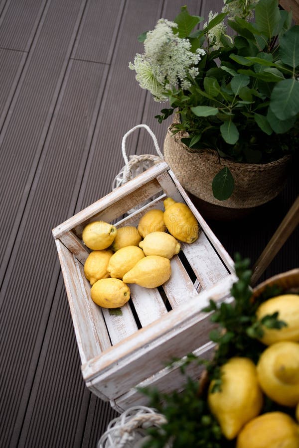 Rustic Weddind Decorated with Lemons. Wedding Day. Stock Image - Image ...