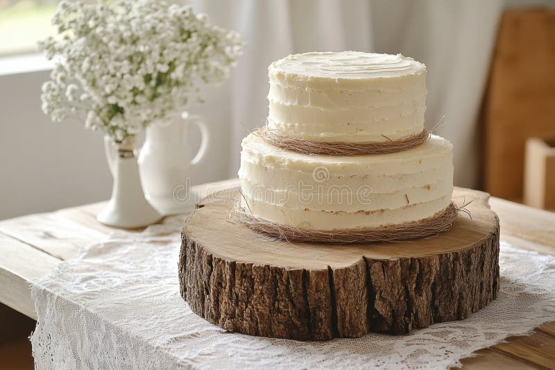 Rustic Wedding Cake, Two-tier Rustic Wedding Cake, Textured Icing ...