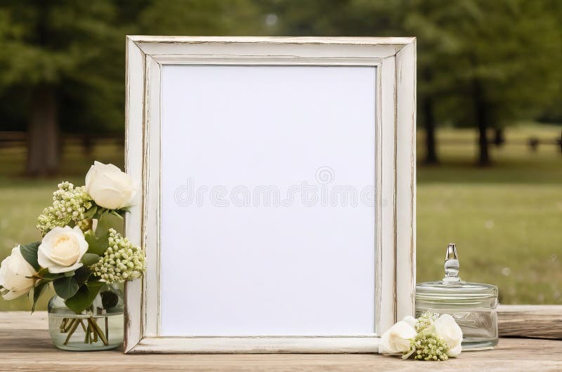 Rustic Wedding Elegance: Framed Blank White Poster for Personalized ...