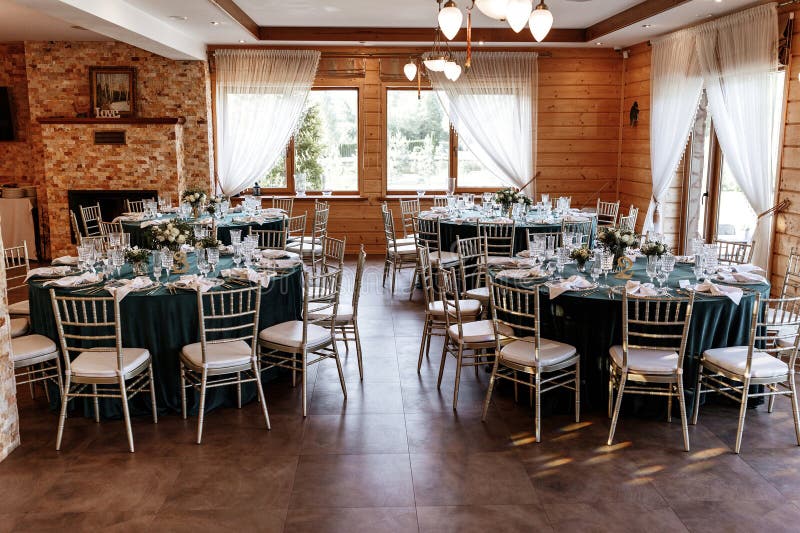 Rustic wedding hall stock image. Image of banquet, room - 314980581