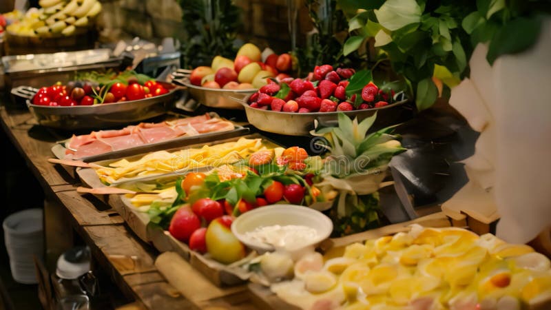 A Rustic Wedding Reception Buffet with a Variety of Food Options ...