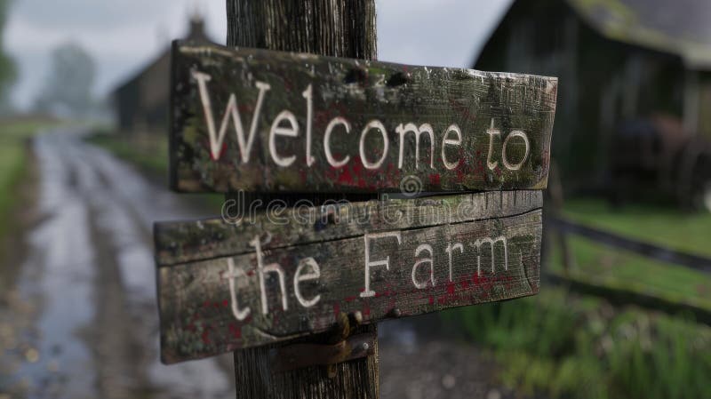 Rustic Welcome Sign on a Farm Stock Illustration - Illustration of ...