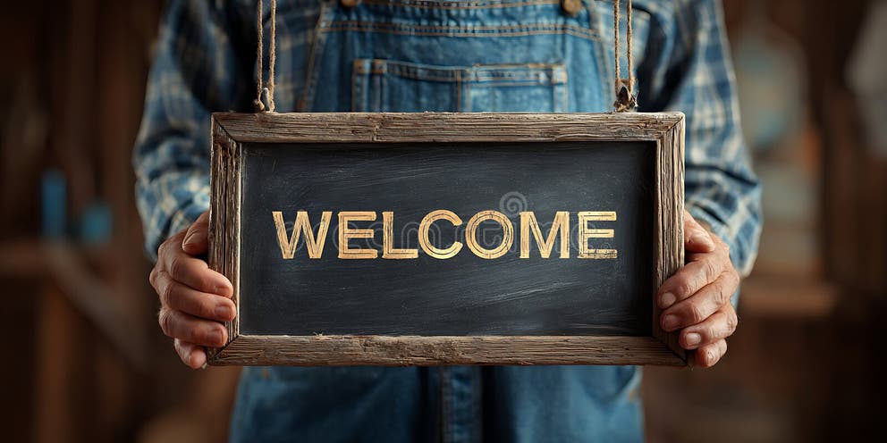 Rustic Welcome Sign a Warm Invitation Stock Illustration - Illustration ...