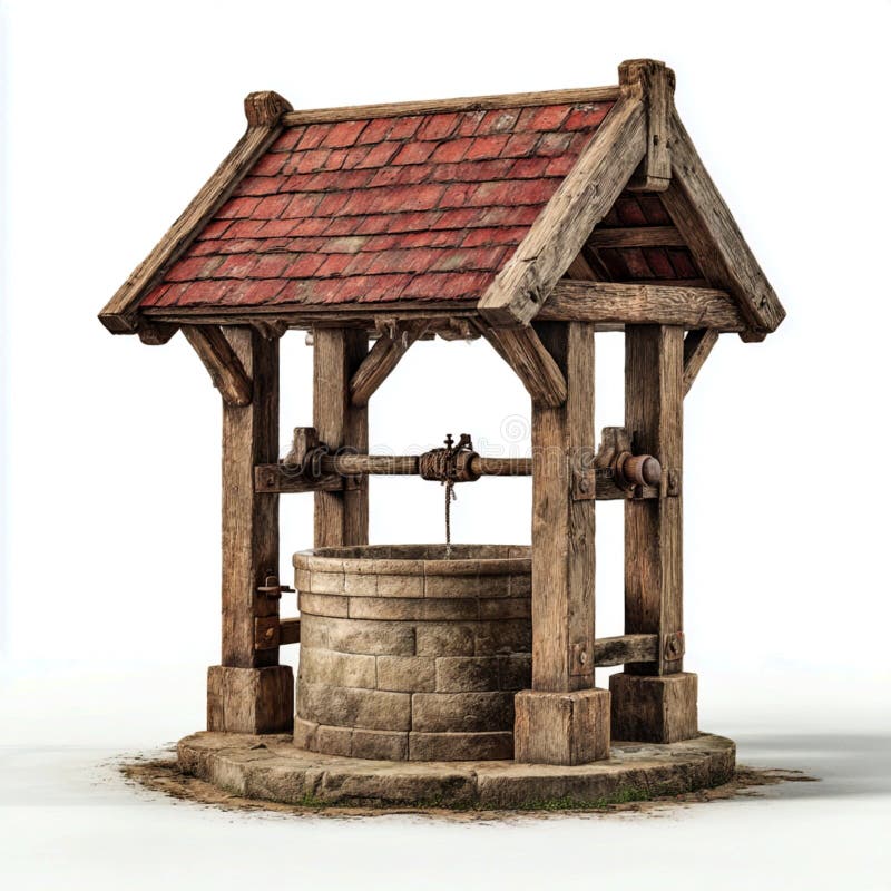 Rustic Well Structure Water Source Architecture Design Element Stock ...