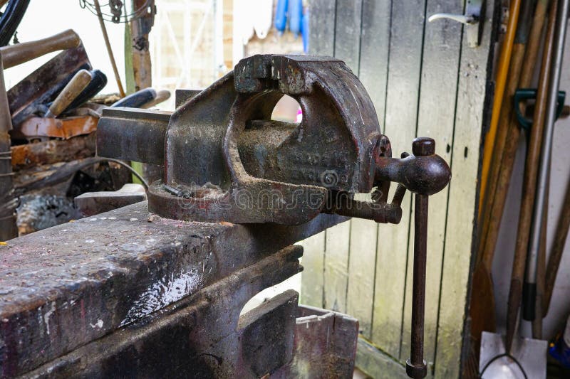 A Rustic, Well-used Bench Vice in an Old Workshop Captures the Timeless ...
