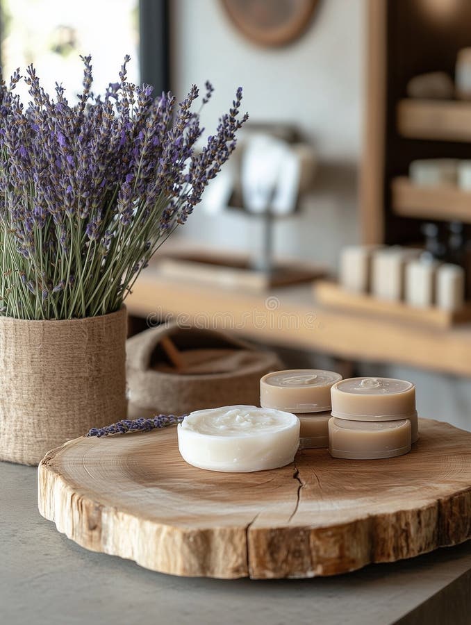Rustic Wellness Retreat Setup Featuring Handmade Soaps and Lavender ...