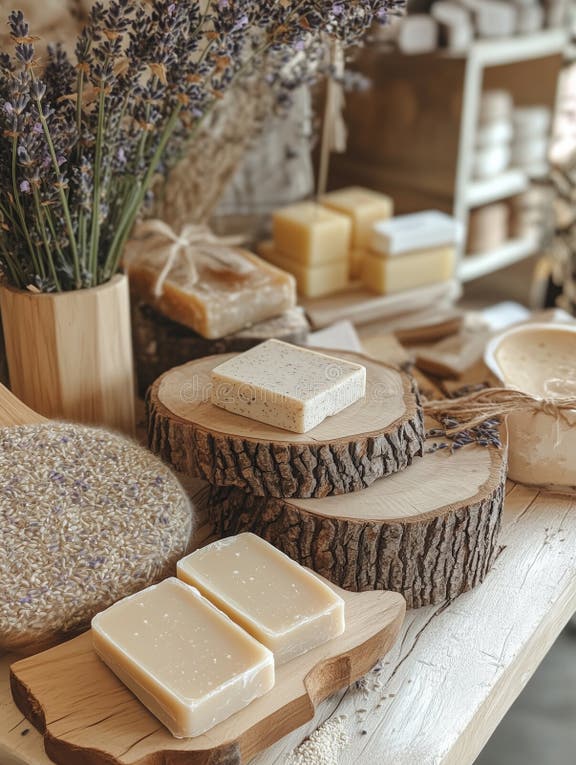 Rustic Wellness Retreat Setup Featuring Handmade Soaps and Natural ...