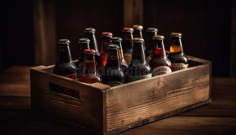Rustic Whiskey Cellar Stack, Old Fashioned Beer Bottle Collection ...