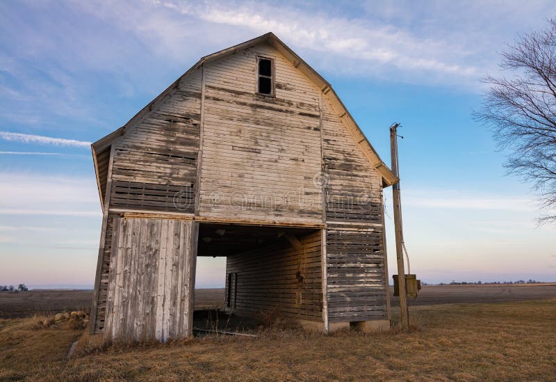 Rustic White Barn at Sunset Stock Photo - Image of historic, field ...