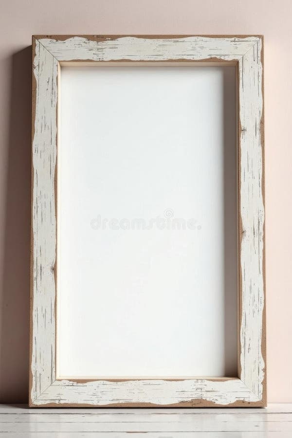 Rustic White Wood Frame Mockup, Clean Background, Image, Hanging Stock ...