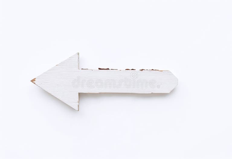 A Rustic, White Wooden Arrow with a Distressed Finish on a Light ...