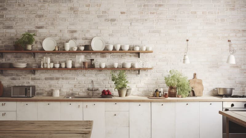 Rustic Whitewashed Brick Wall Stock Illustration - Illustration of ...