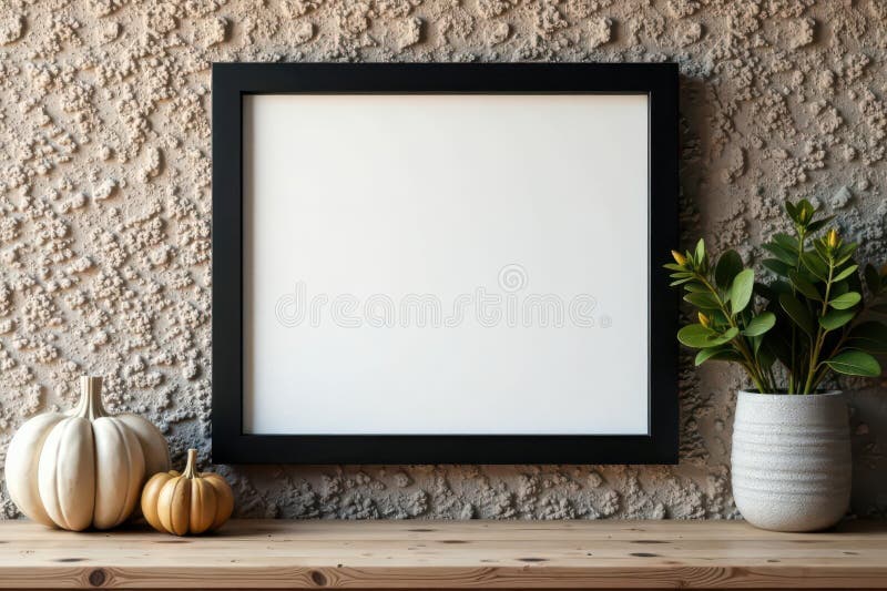 Rustic, Wide Horizontal Black Frame Against Textured Wall, Brick Wall ...