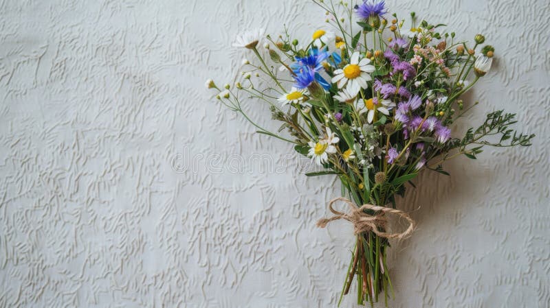 Rustic Wildflower Bouquet on Textured Background for Charming Decor ...