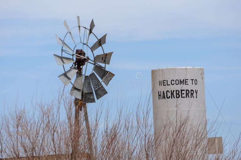 Rustic Windmill and Hackberry Sign on Route 66 Capture Road Trip ...